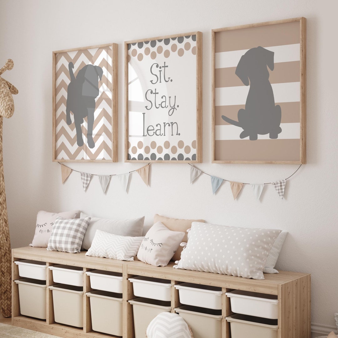 Dog Classroom Decor Prints, Puppy Training School Decor, Sit Stay Learn ...