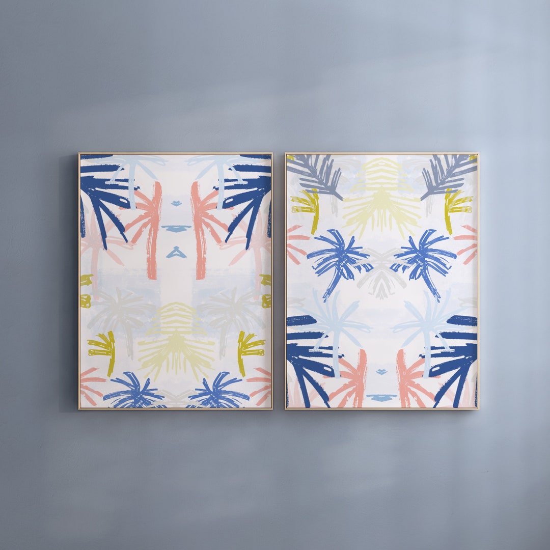 Colorful Palm Tree Art, Abstract Palm Tree Wall Art, Modern Beach House ...