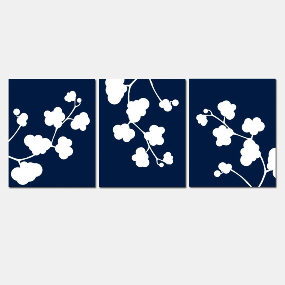 Clover Wall Art Modern Floral Art Botanical Art Navy Wall - Etsy