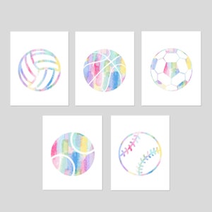 Girls Sports Decor Colorful, Girls Sports Gift, Volleyball Basketball ...