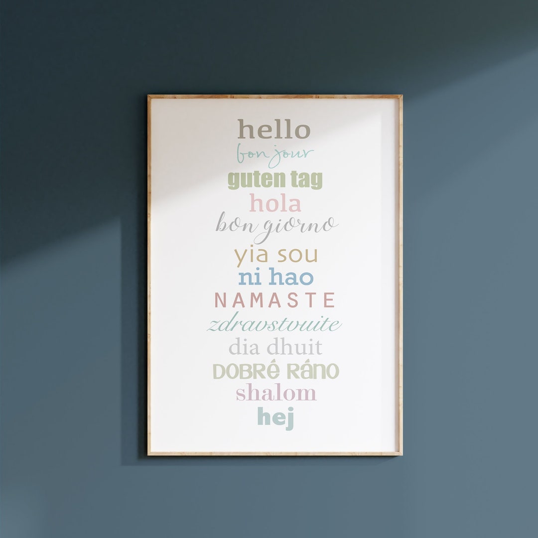 Hello in Different Languages Poster, Hello Art Print, Educational ...