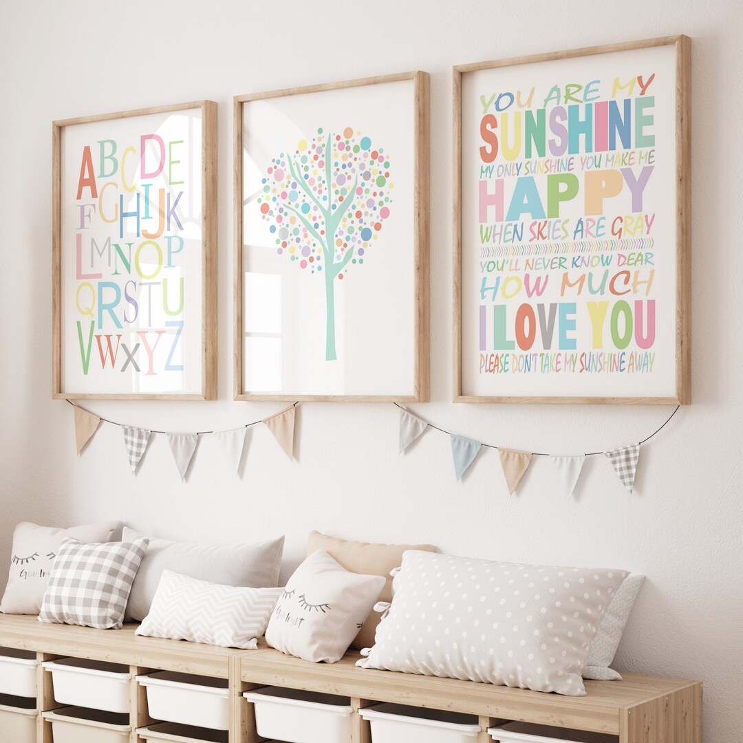 Toddler Girl Bedroom Decor, Girl Playroom Decor, Colorful Kids Wall Art ...