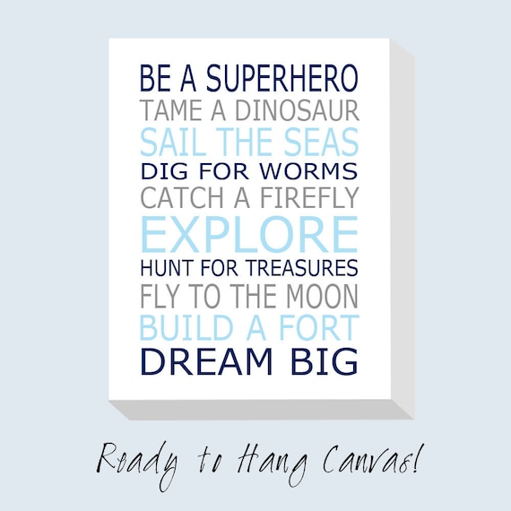 Be A Superhero Baby Boy Nursery Decor CANVAS ART Print | Etsy