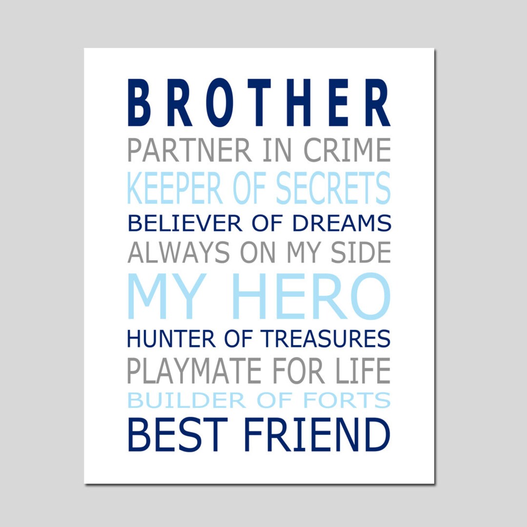 BROTHERS Decor Brothers Print or Brother Canvas Brothers Quote Brothers ...