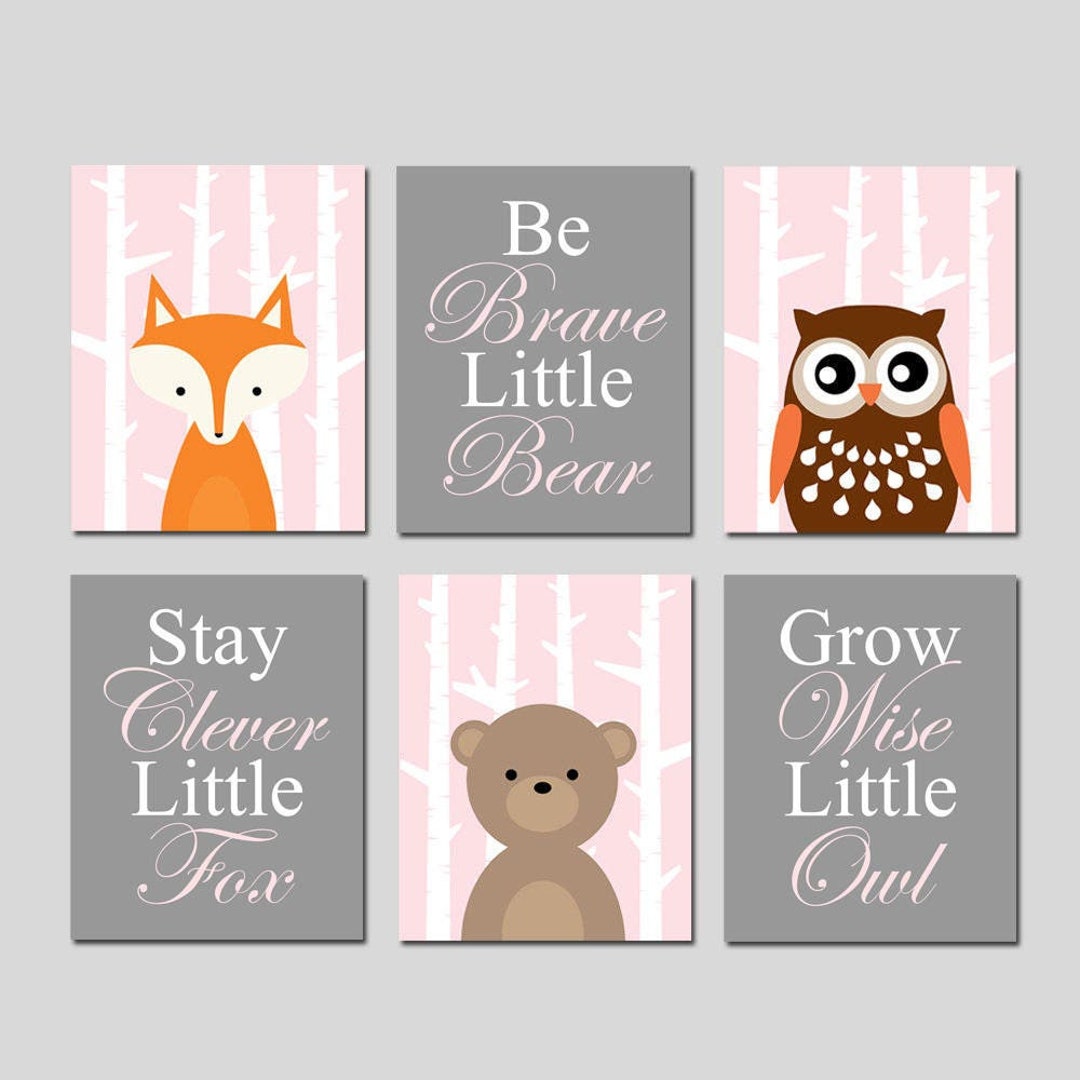 WOODLAND Nursery Decor Girl Woodland Nursery Art Forest Animal Nursery ...