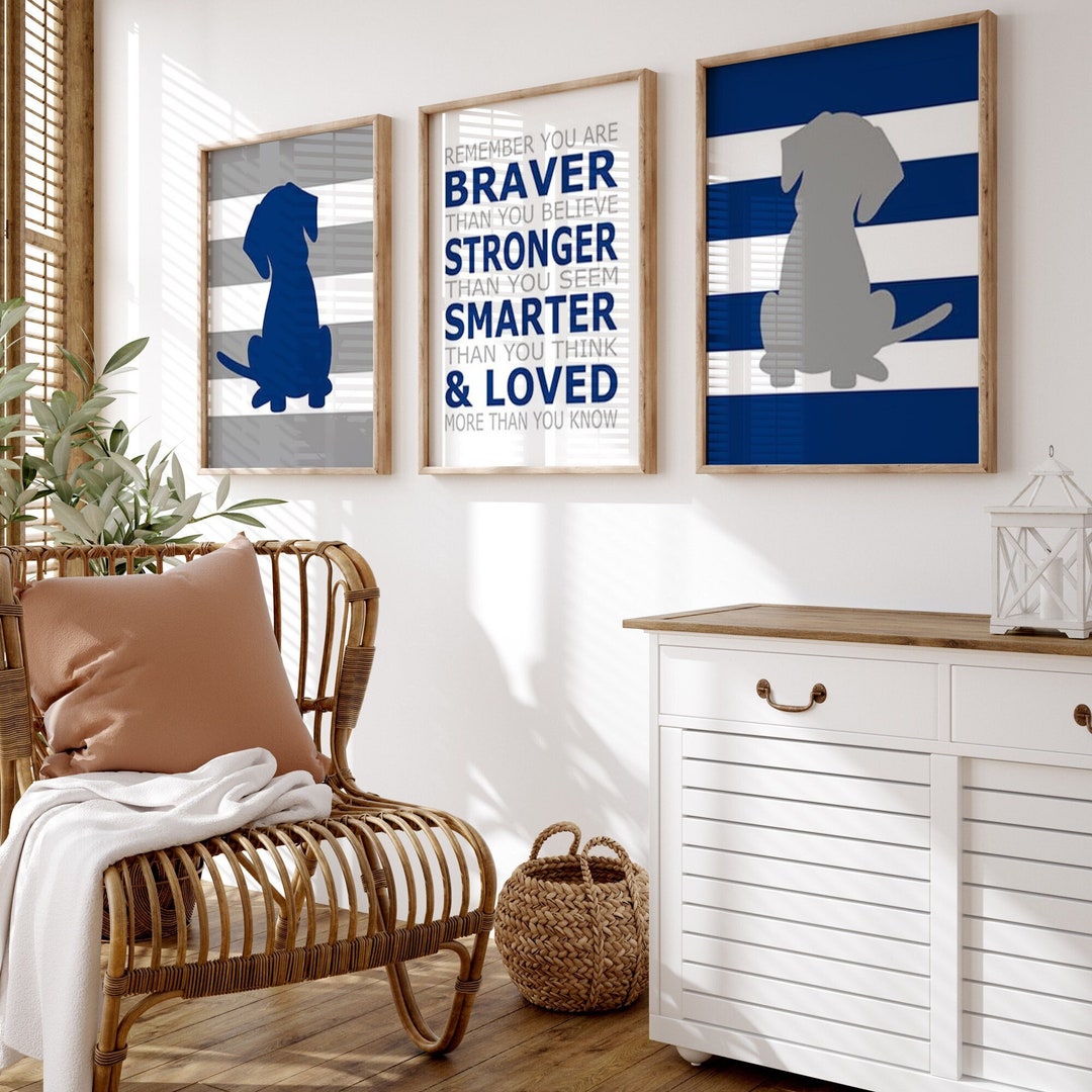 Puppy Nursery Art Puppy Nursery Decor Navy Nursery Art Baby Boy Nursery ...