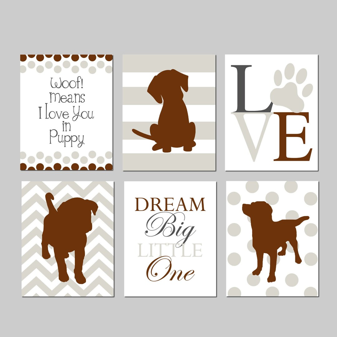 Puppy Nursery Wall Art, Dog Nursery Decor, Woof Means I Love You in ...