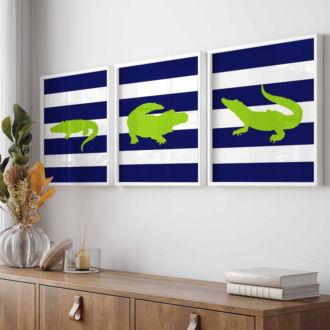 Alligator Nursery Wall Art, Alligator Decor, Set of 3 Alligator Prints ...