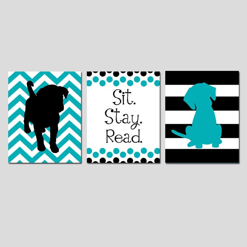 Sit Stay Read Puppy Dog Nursery Art Playroom Decor Classroom - Etsy