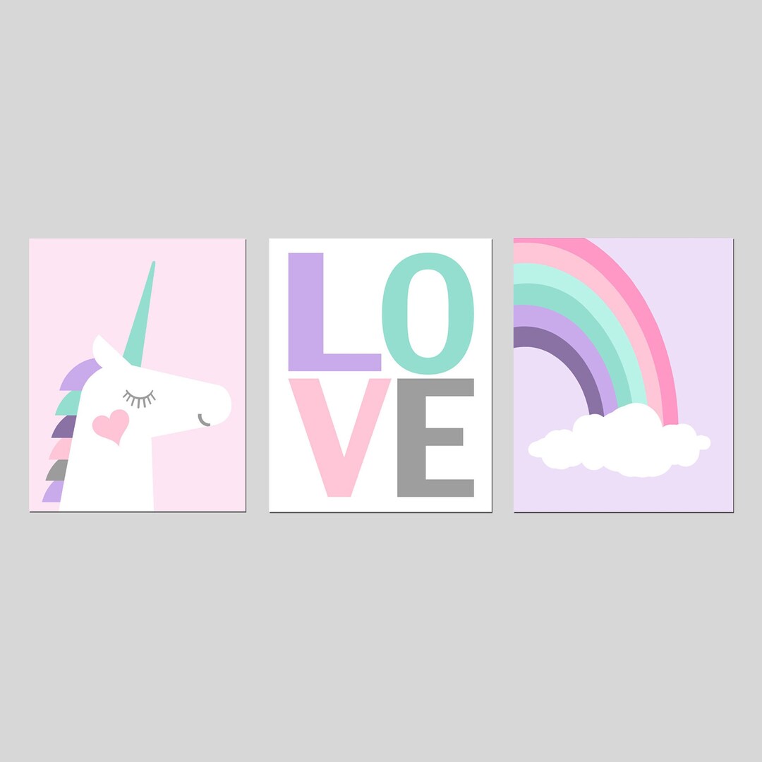 Unicorn Rainbow Decor, Unicorn Wall Art for Girls Room Decor, Rainbow ...
