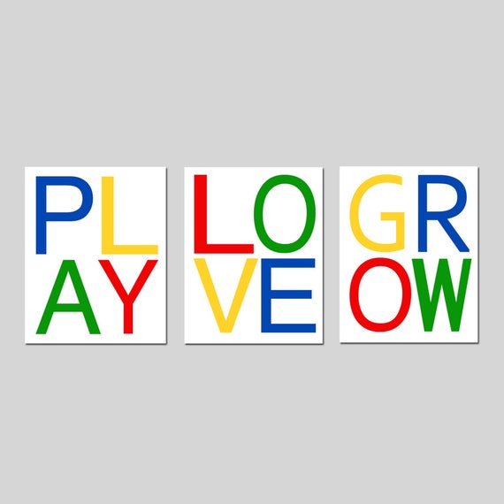 Play Love Grow Kids Wall Art for Playroom Decor Playroom | Etsy