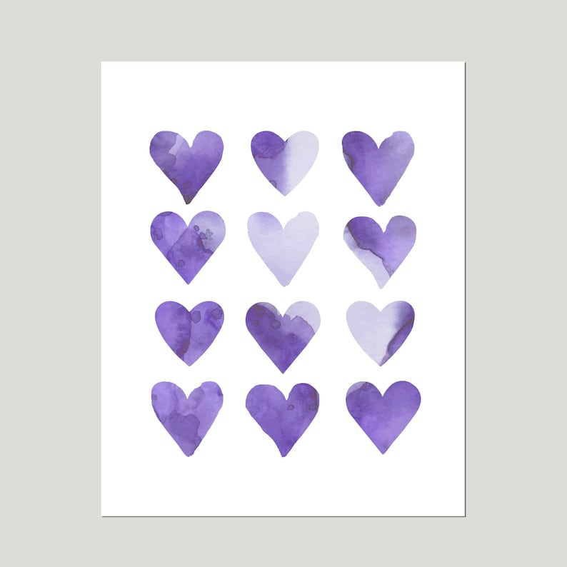 Colorful Hearts Print, Young Girl Gift, Pastel Girls Room Decor Hearts ...