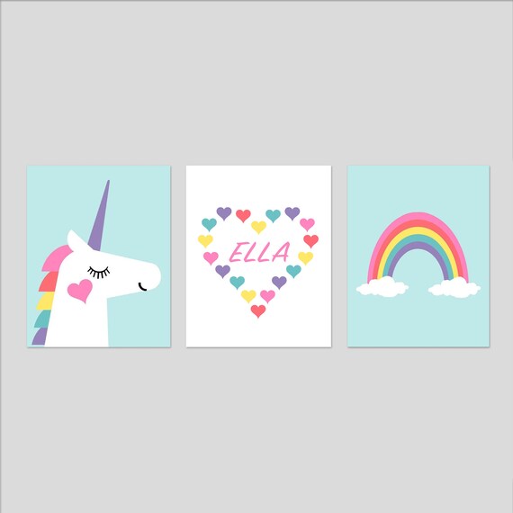 Unicorn Rainbow Art Young Girl Room Decor Unicorn Bathroom | Etsy