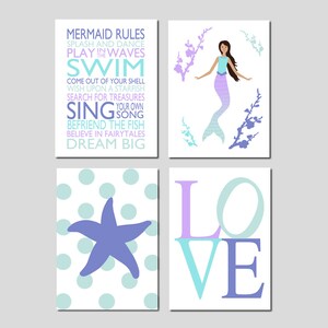 Mermaid Wall Art Mermaid Prints Mermaid Decor Mermaid Room Decor ...