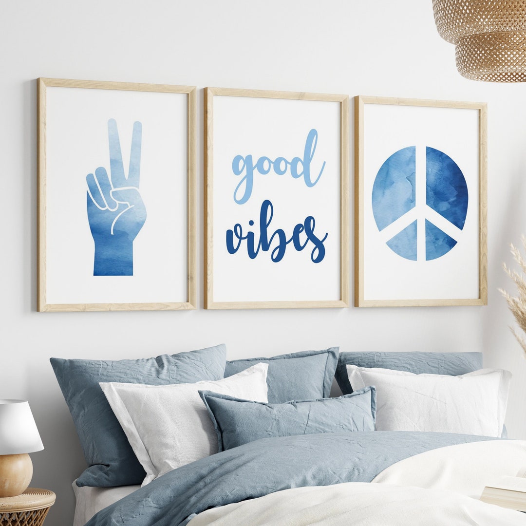 Teenage Girl Wall Decor, Watercolor Peace Sign Art, Tween Girl Room ...