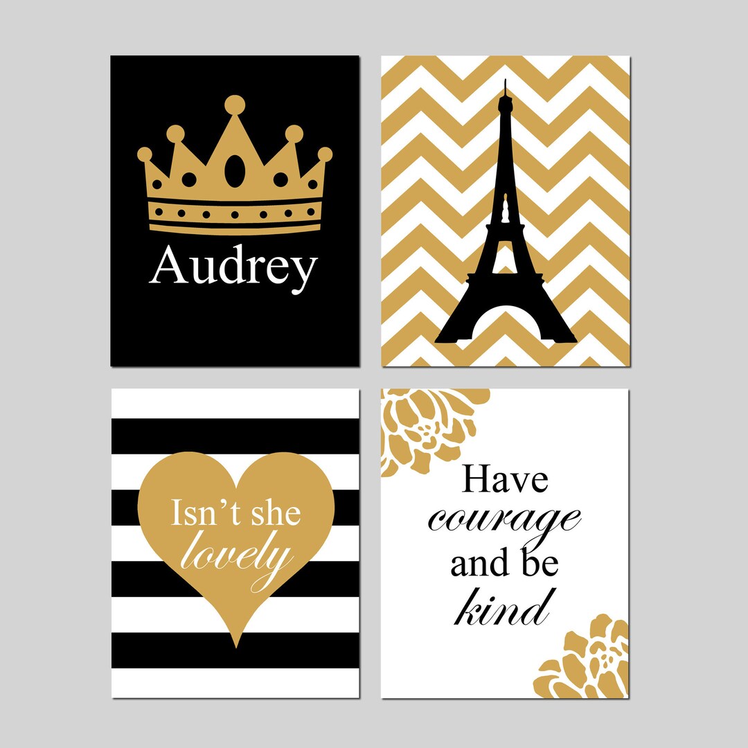 Paris Decor for Girls Room, Paris Wall Art for Kids, Black and Gold ...