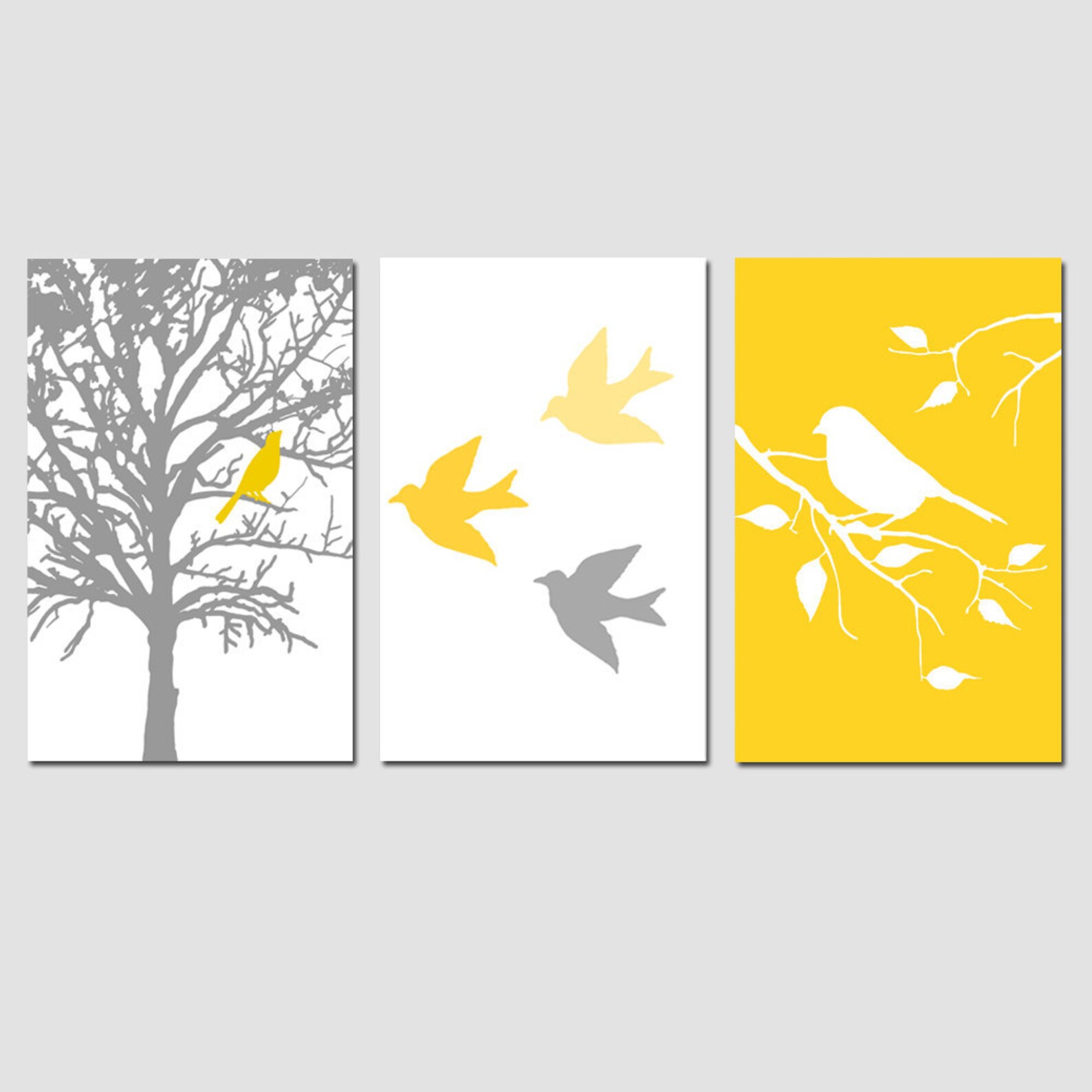 Modern Bird Tree Nursery Art Wall Decor Trio Set of Three - Etsy