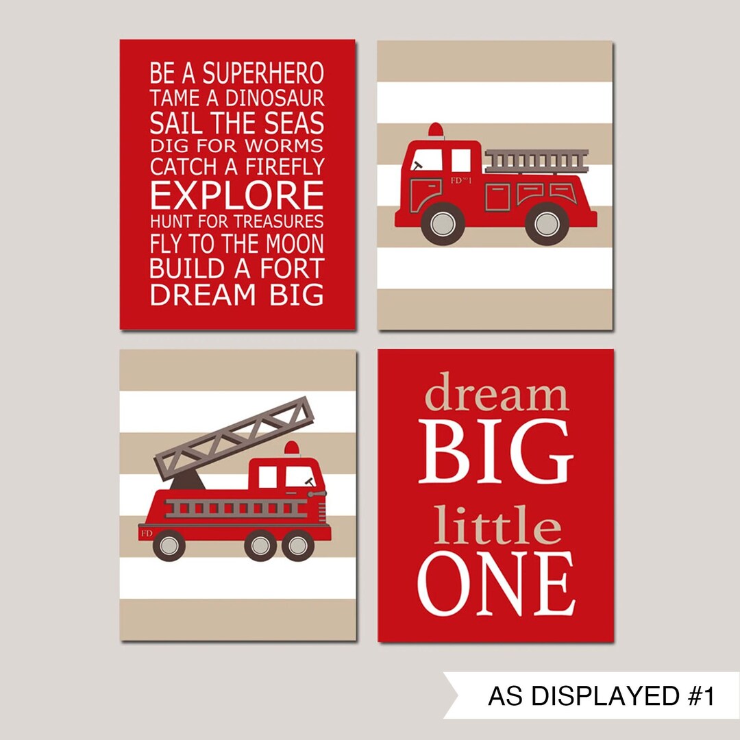 Firetruck Room Decor, Firetruck Art, Firetruck Decor, Fire Truck Art ...