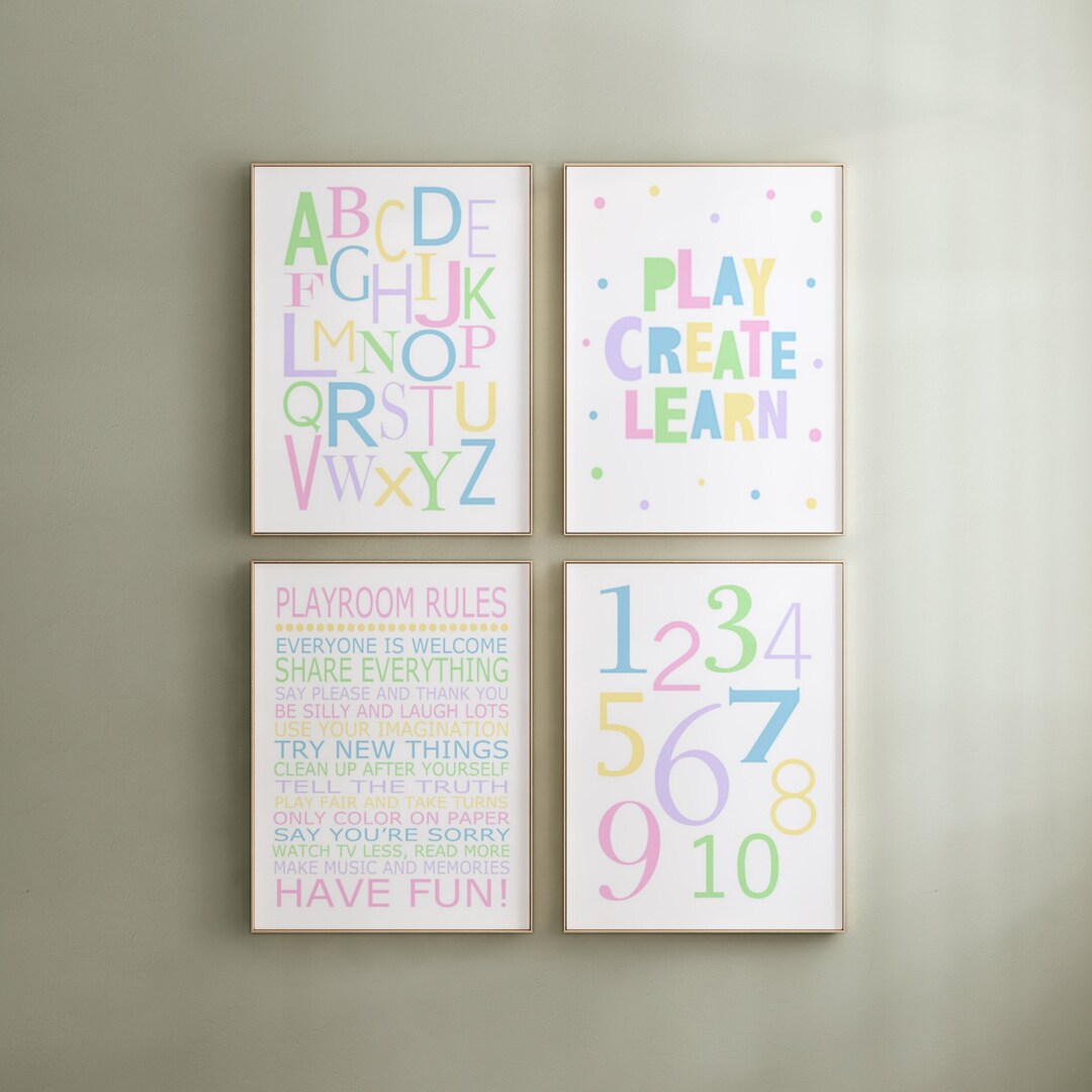 Girl Playroom Decor Girl Playroom Wall Art Girl Playroom Prints Pastel ...