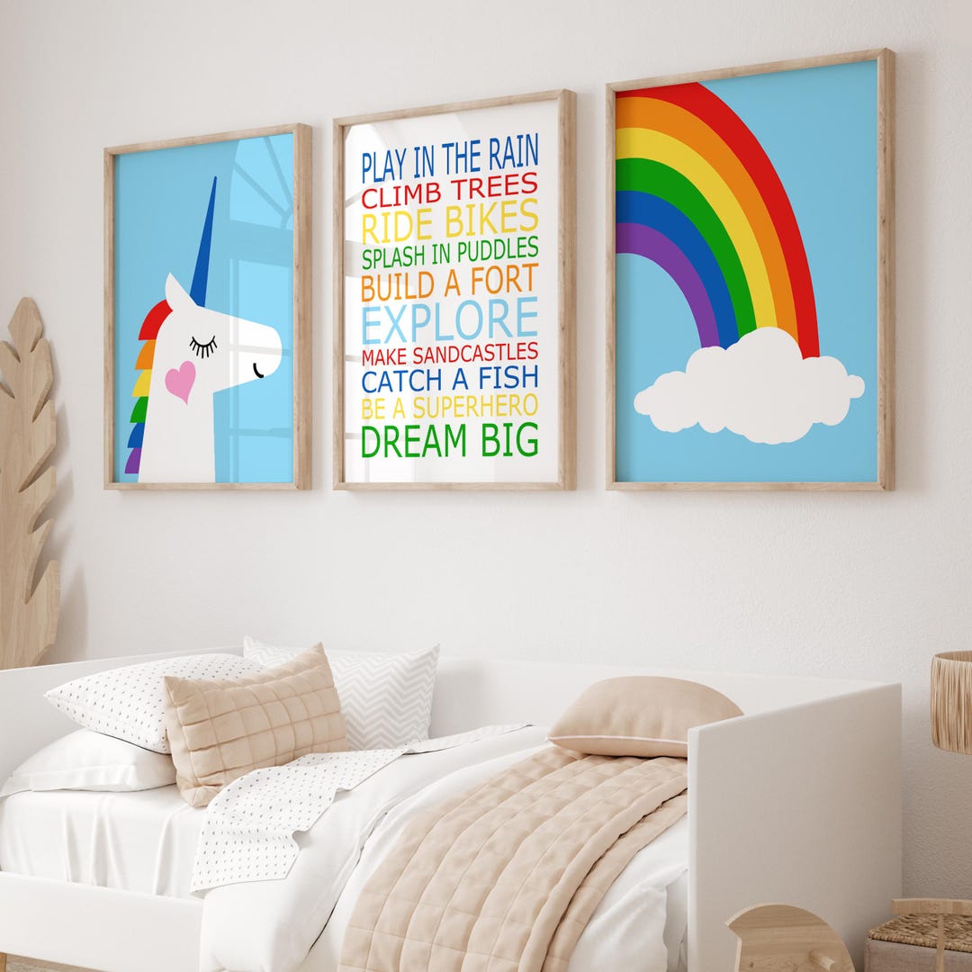 Unicorn Wall Art, Unicorn Rainbow Art Print, Unicorn Art for Girls ...