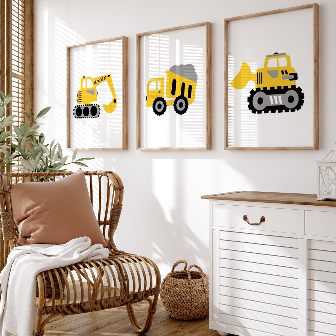 Construction Nursery Decor, Kids Construction Wall Art, Construction ...