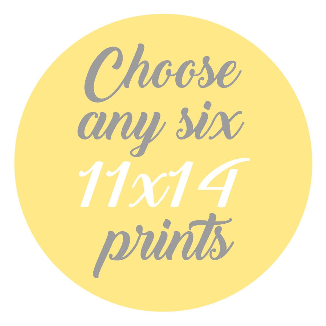SALE - Mix and Match - Create Your Own Set - Choose Any Six 11x14 Inch ...