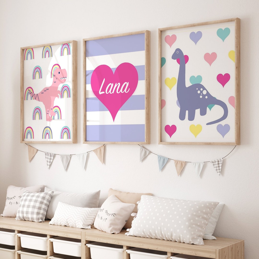 Girls Dinosaur Room Decor Girl Dinosaur Decor Dinosaur Art - Etsy