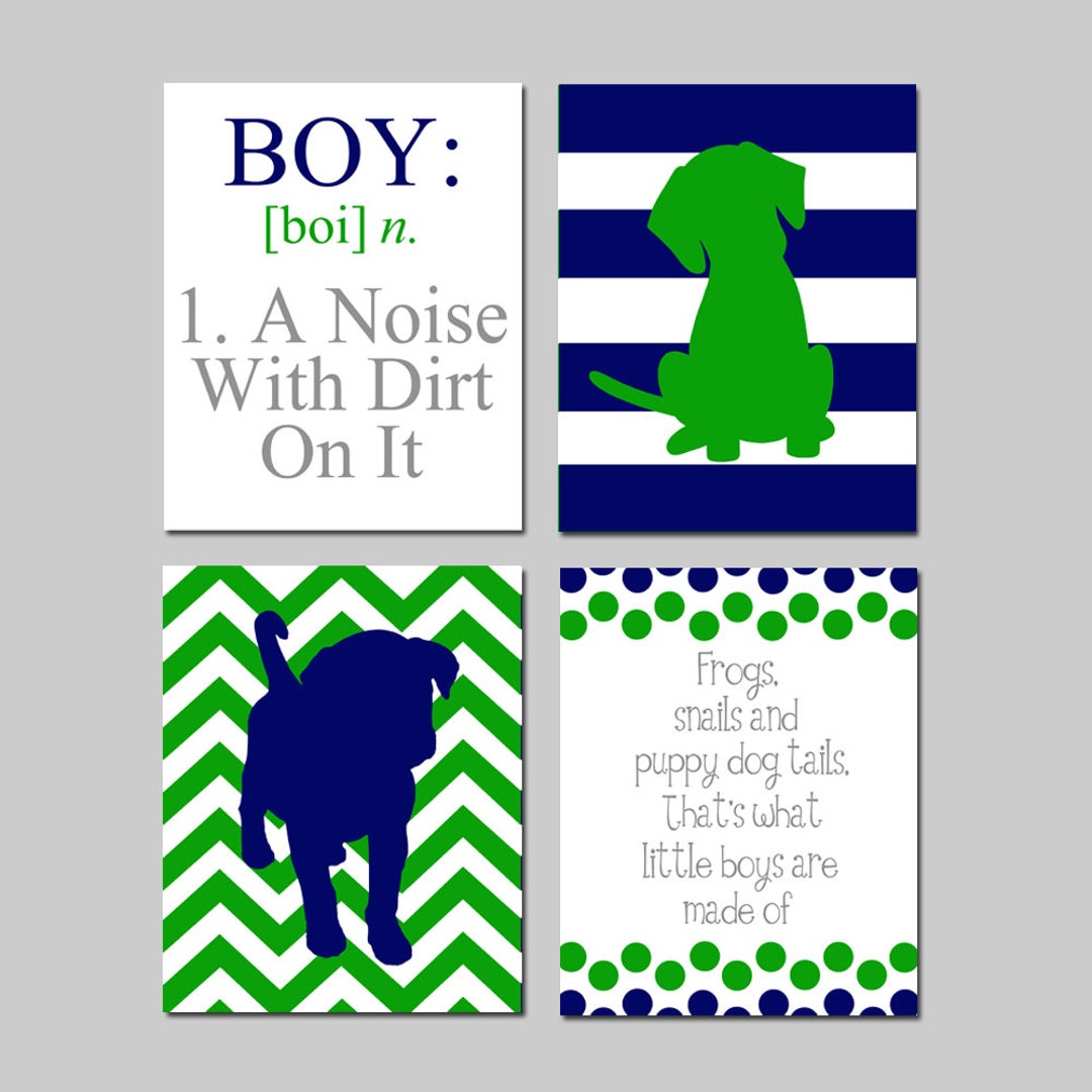 Puppy Nursery Decor Puppy Nursery Art Puppy Nursery Wall Art, Set of 4 ...