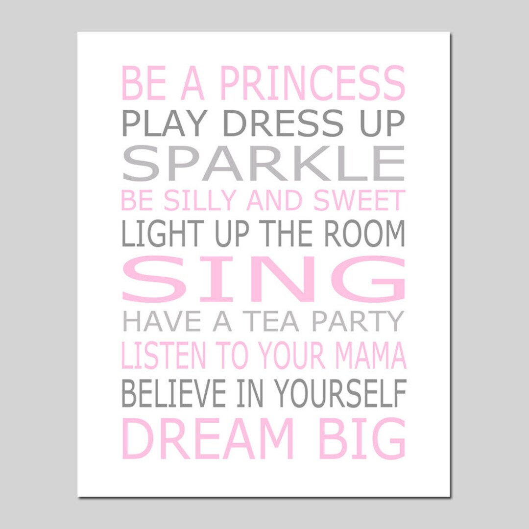 Be A Princess Baby Girl Nursery Art Quote Princess Quote - Etsy