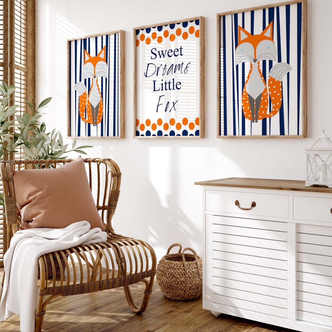 Fox Nursery Art Baby Boy Fox Nursery Decor, Woodland Fox Nursery Prints ...