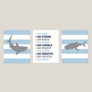 Shark Wall Art for Boys Room Decor, Positive Affirmations for Boys ...