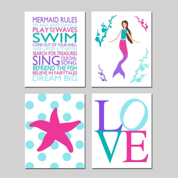 Mermaid Decor Mermaid Bedroom Art Mermaid Rules Print | Etsy