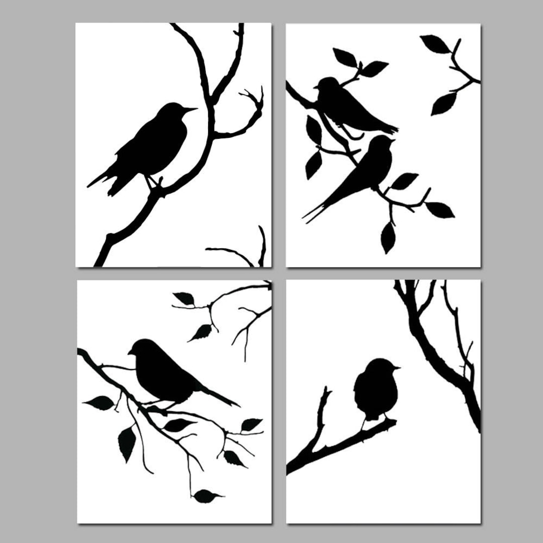 Bird Decor, Bird Wall Art, Bird Art, Set of 4 Bird Prints or Bird ...