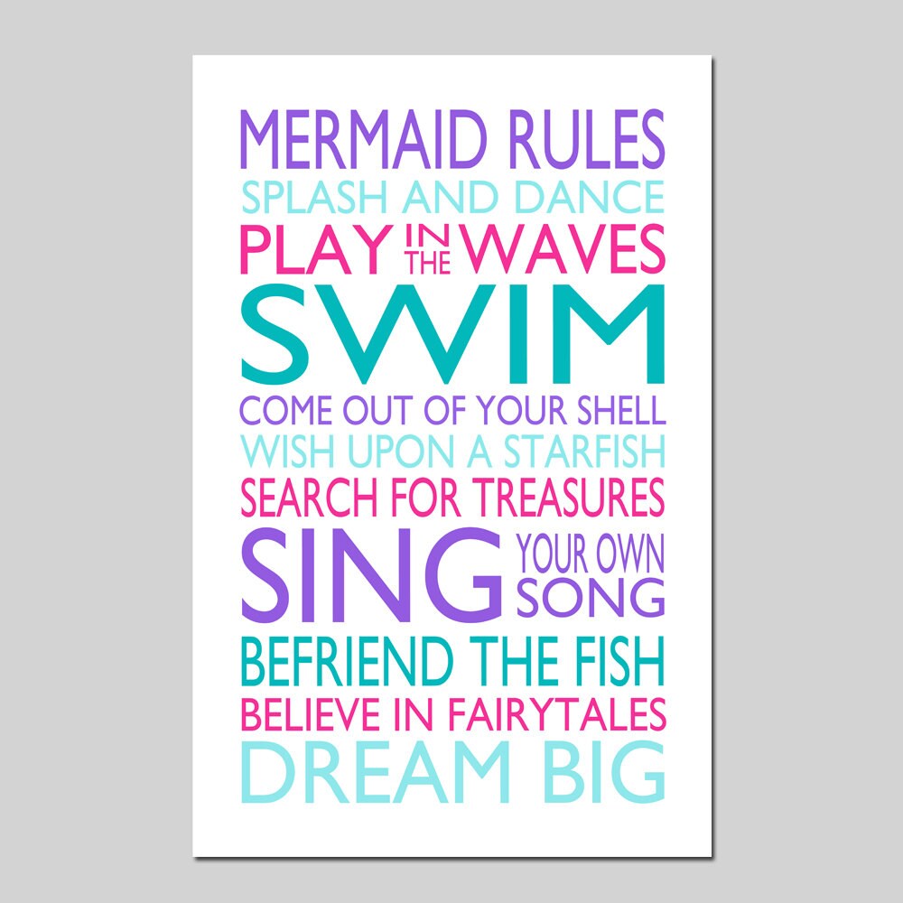 MERMAID RULES Quote Personalized Mermaid Decor Mermaid Wall | Etsy