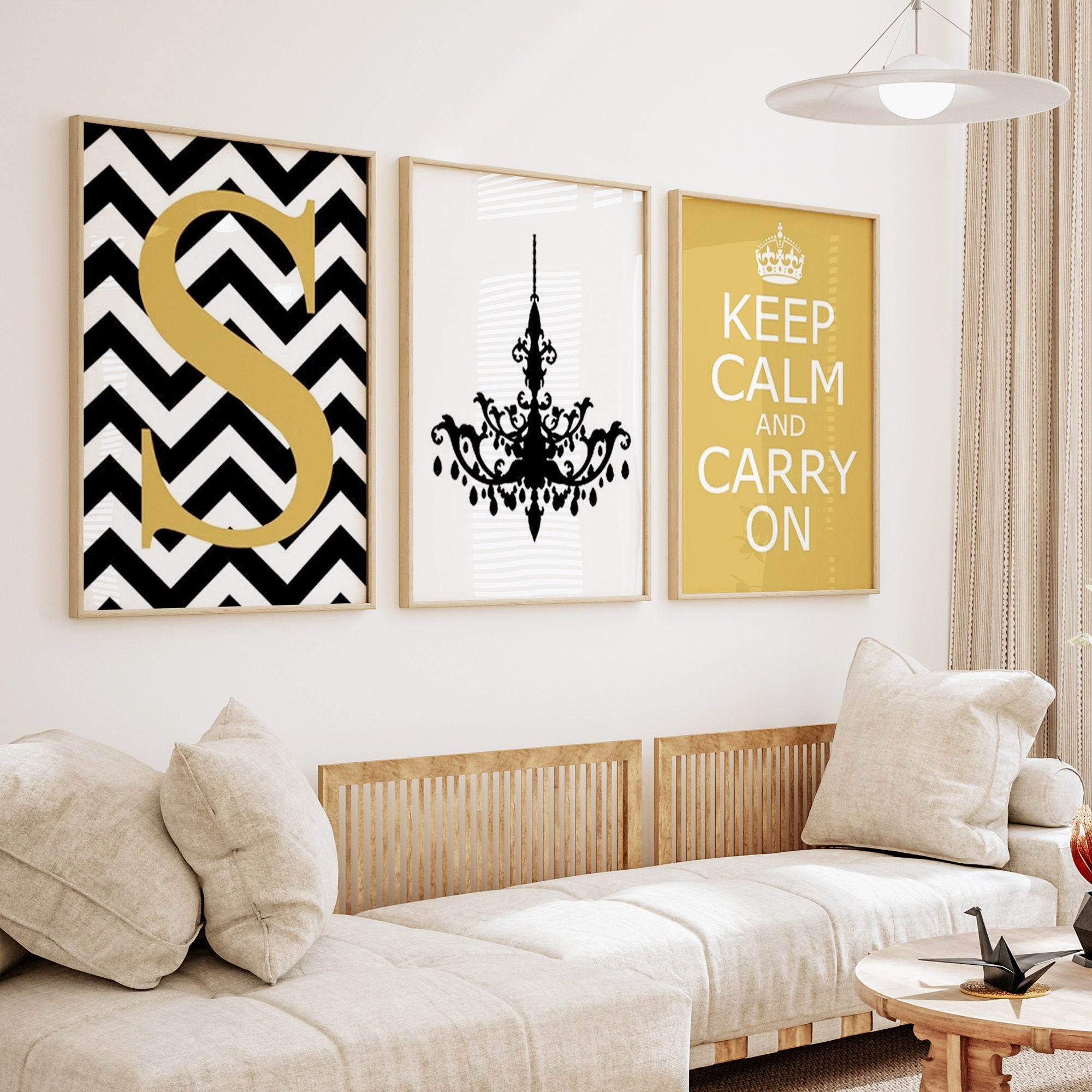 Teen Bedroom Decor Black and Gold Room Decor Keep Calm and Carry On Chevron Initial Print Chandelier Art Set of 3 Teen PRINTS OR CANVAS Etsy