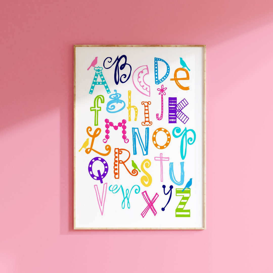 Colorful Alphabet Print, Girly Alphabet Art, Girl Nursery Decor, Girl ...