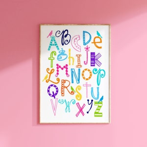 Colorful Alphabet Print, Girly Alphabet Art, Girl Nursery Decor, Girl ...
