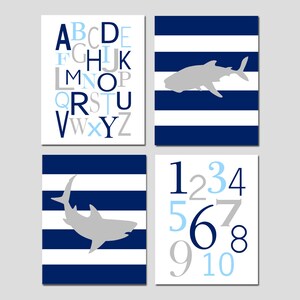 Shark Wall Art, Shark Decor, Shark Room Decor, Striped Shark Nursery ...