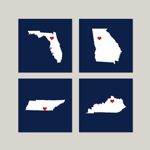 Four States Wall Art, Four States Wall Decor, Set of 4 State Prints or ...