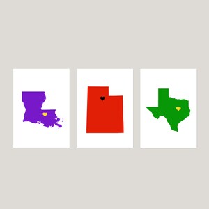 Three States Wall Art Three States Wall Decor Set of 3 State | Etsy