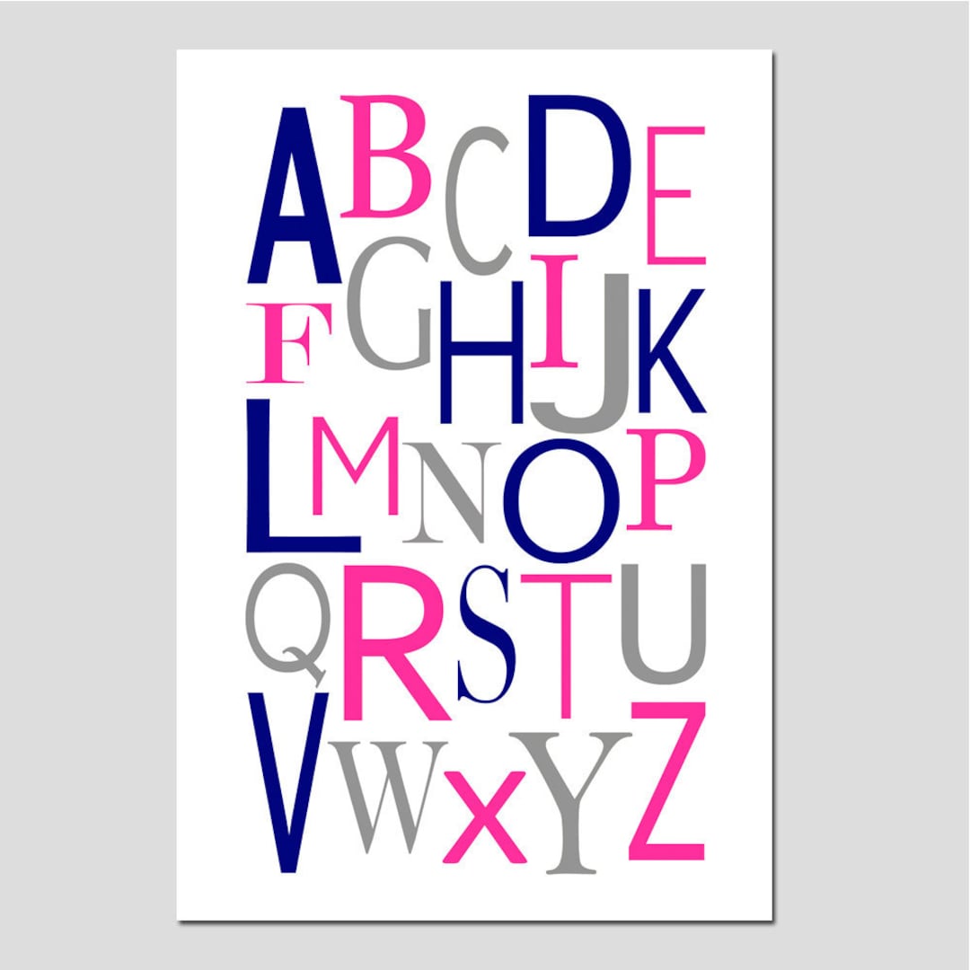 Modern Alphabet Print or Alphabet Canvas, Kids Wall Art for Nursery ...