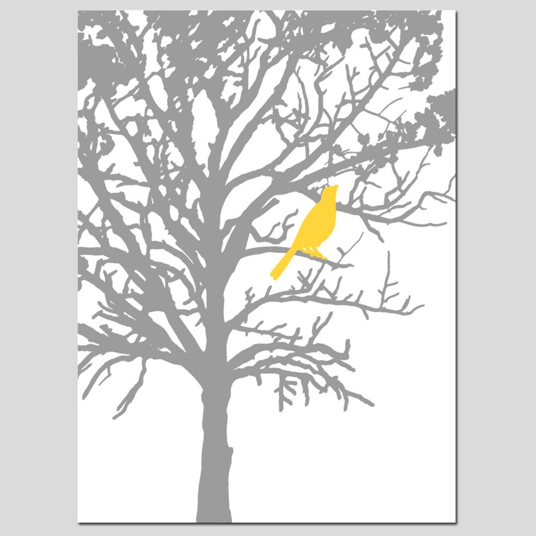Bird in a Tree 13x19 Large Scale Print Modern Nursery - Etsy