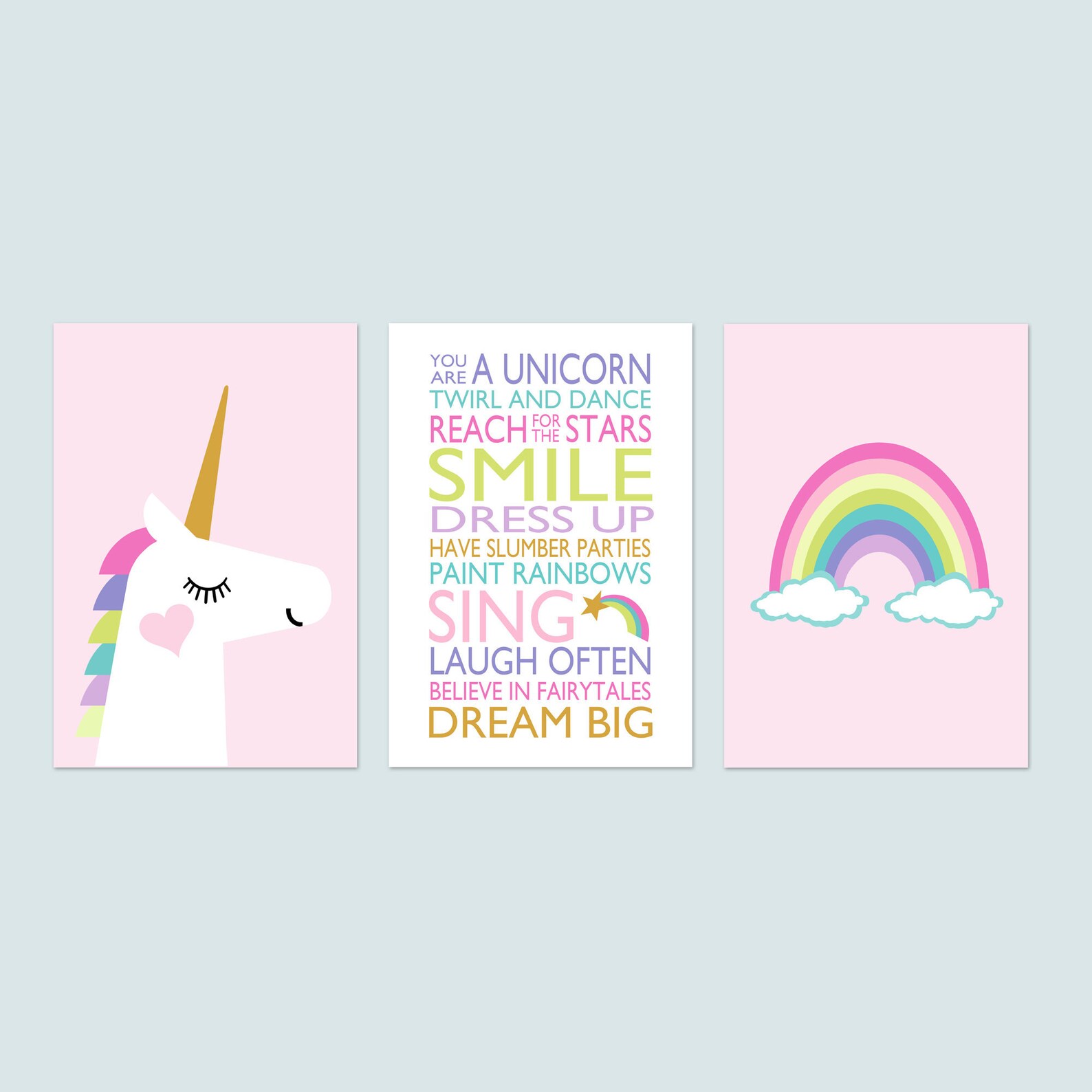 Unicorn Rainbow Wall Art Unicorn Room Decor Unicorn Nursery - Etsy