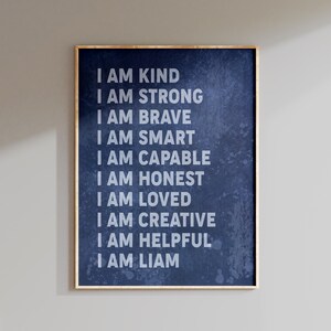 Positive Affirmations for Boys Room Decor, Personalized Gift for Boy ...
