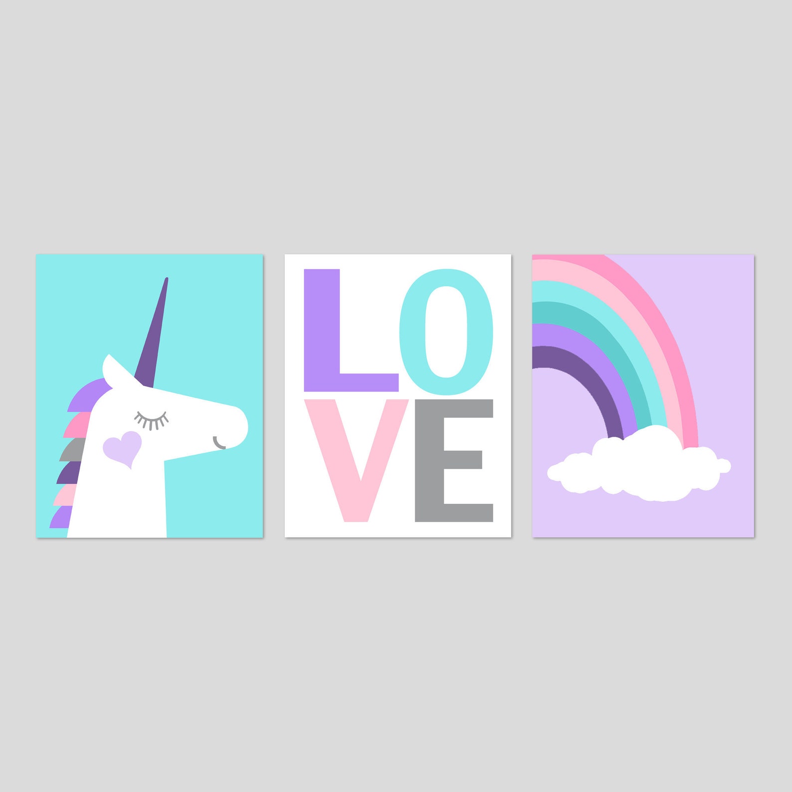 Unicorn Rainbow Decor Unicorn Wall Art for Girls Room Decor | Etsy