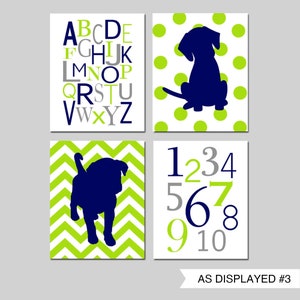 Navy Blue Lime Green Puppy Dog Nursery Art - Puppy Nursery Art Boy ...