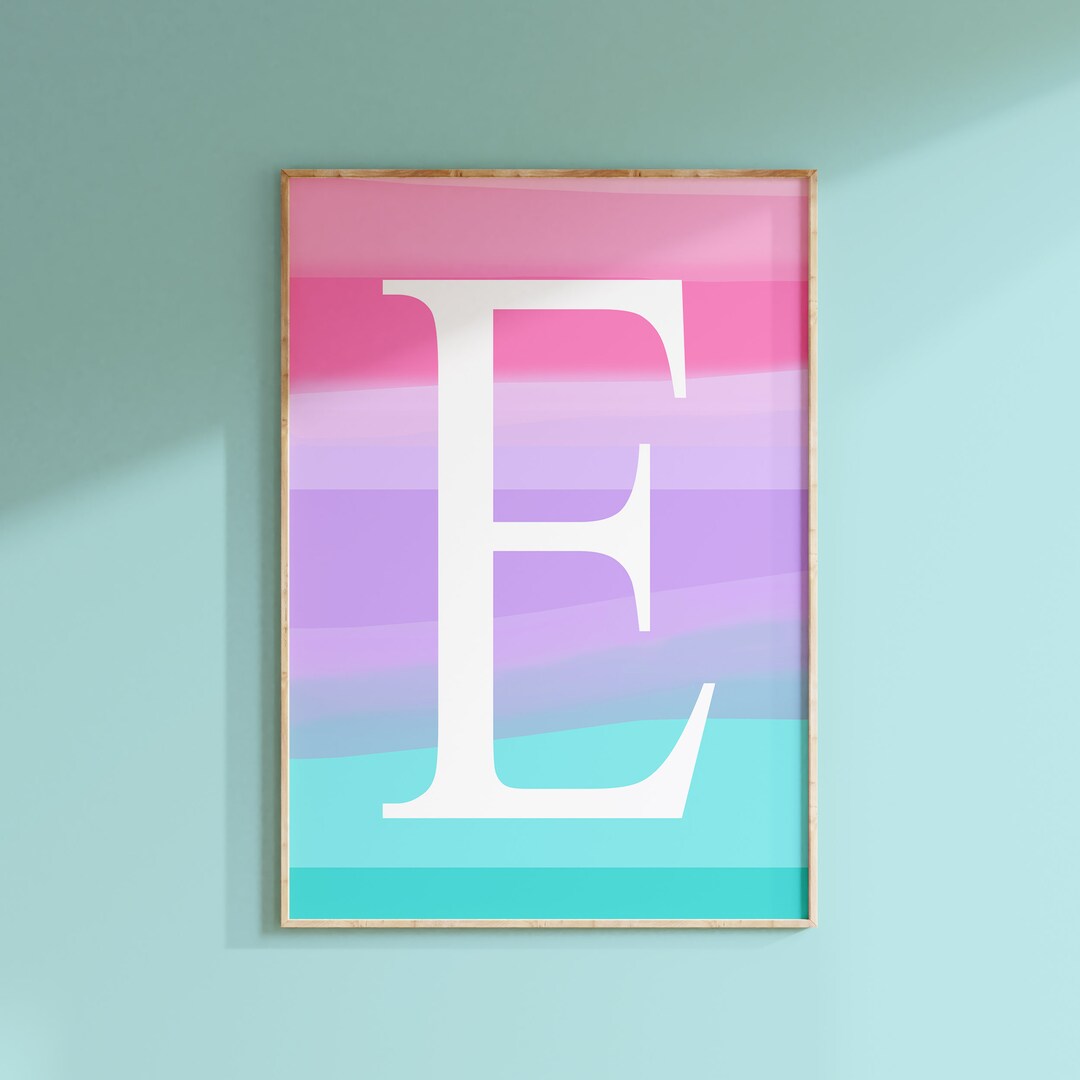 Ombre Initial Print, Tween Girl Room Decor, Personalized Gift for Girls ...