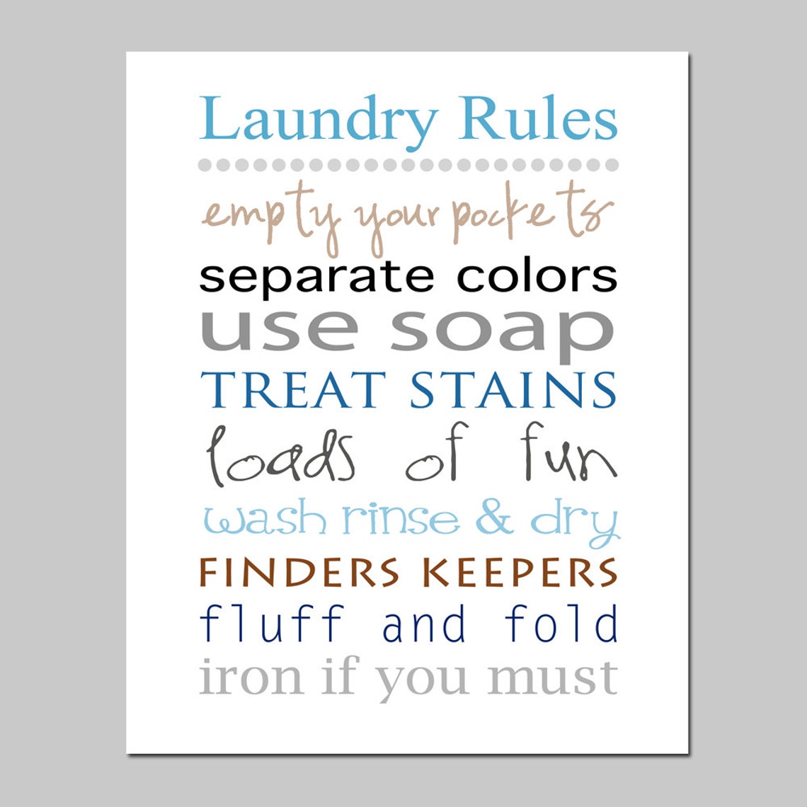 Laundry Rules Laundry Room Print Laundry Room Decor Laundry | Etsy