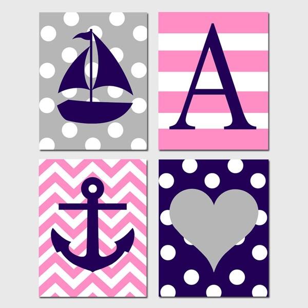 Pink Navy Nautical - Etsy