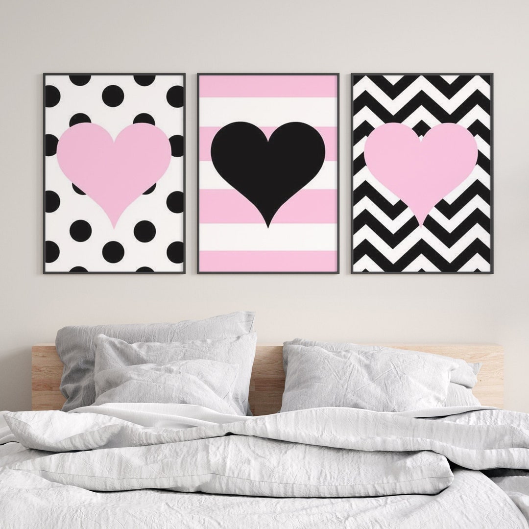 Heart Prints, Heart Art for Girl Bedroom Decor, Heart Room Decor, Heart ...